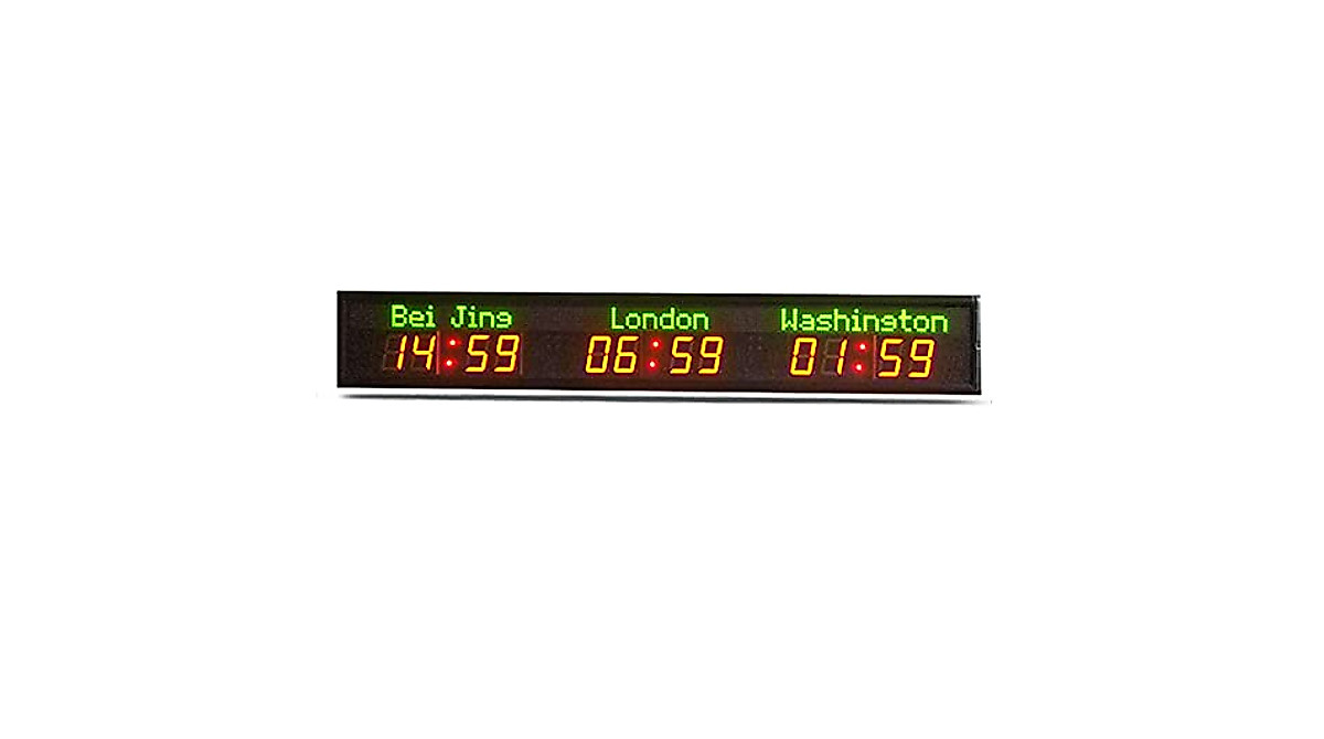 LED 3-City World Clock with Brightness Control | THINKHONGHAO
