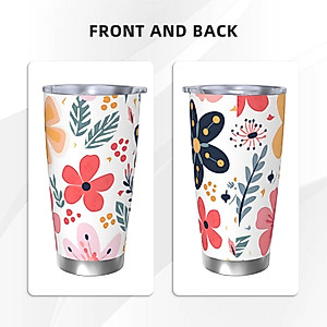 AYCZN Cute Daisy 20 OZ Tumbler Stainless Steel Travel Coffee Mug, Spring Flower Floral Insulated Water Bottle with Lid and 2 StrawsLeakproof Thermal Cup