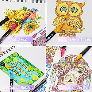 ZSCM 32 Colors Duo Tip Brush Markers Art Pen Set, Artist Fine and Brush Tip Colored Pens, for Kids Adult Coloring Books Christmas Cards Drawing, Note taking Lettering Calligraphy Bullet Journaling