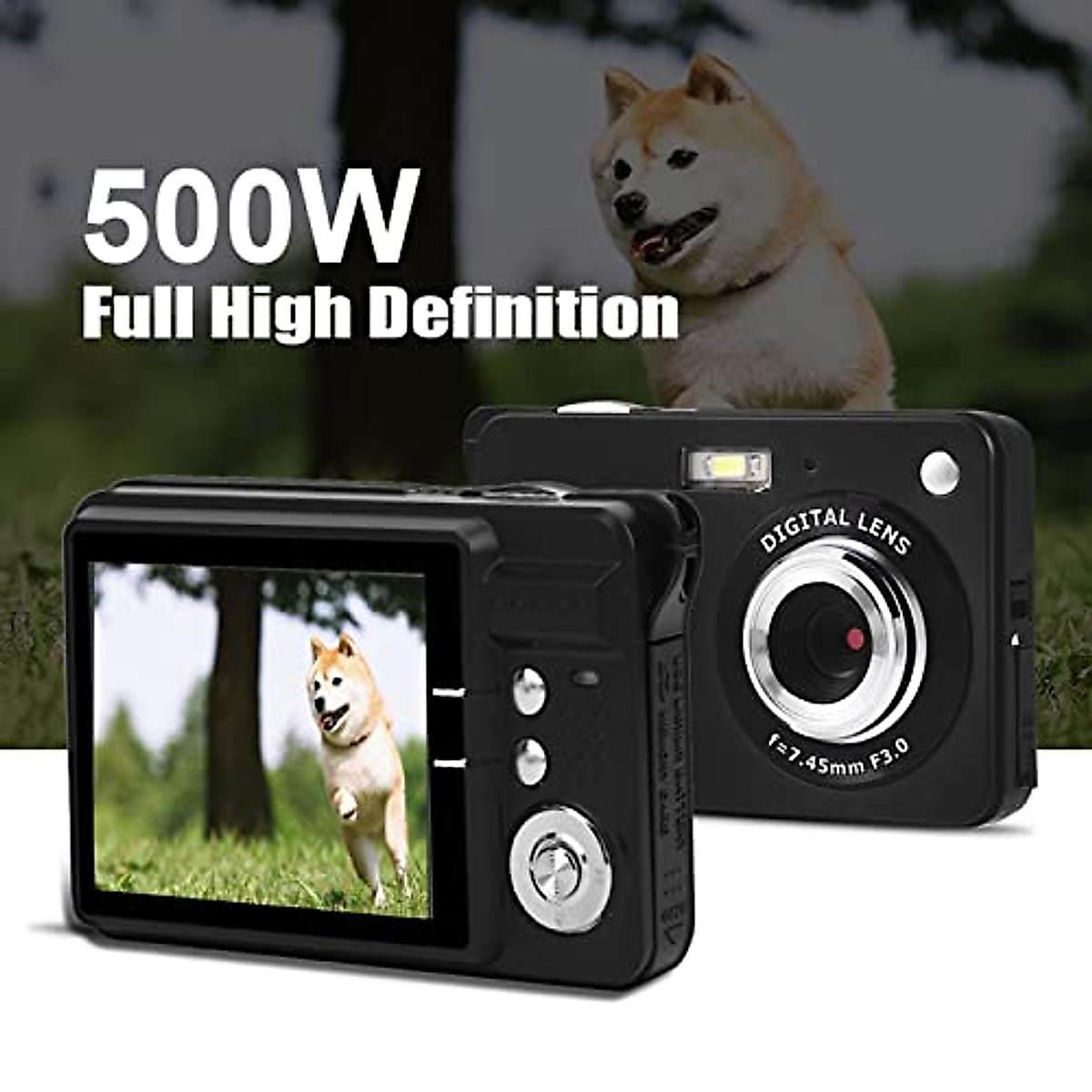 Nofaner Digital Camera, 8X Zoom Card Digital Camera 5 MP 2.7in LCD Display Maximum Support 32GB Memory Card Builtin Microphone Mini Digital Camera(Black)