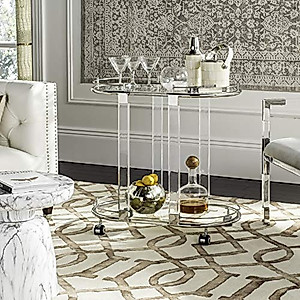 Safavieh Home Collection Lennon Acrylic Trolley Bar Cart, Clear/Silver
