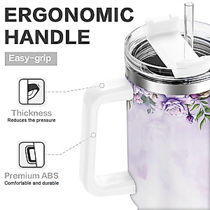 FOCIUZTA 40oz Tumbler with Lid, Insulated Cup, Travel Coffee Mug, Perfect Gift for Easter, Father’s Day, Mother’s Day, Birthdays, Elegant Purple Dolphin and Rose Design