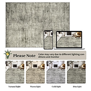 8x10 Area Rugs for Living Room Bedroom: Large Washable Rugs 8x10 Soft Abstract Rug Indoor Floor Non-Shedding Non Slip Carpet for Dining Room Under Table Nursery Farmhouse Home Office (Grey)