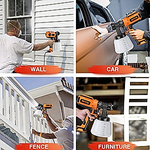 Anttctig Paint Sprayer, 700W High Power HVLP Spray Gun with 4 Copper Nozzles, 3 Patterns, Electric Paint Gun with Cleaning&Blowing Function for Home Interior Exterior, Furniture, Fence, Walls, Cabinet