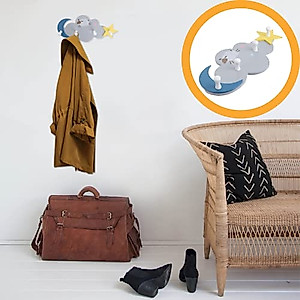GARNECK Children Wall Hook Cartoon Star Moon Wooden Coat Holder Hook for Kids Room Home Kitchen Bathroom Over Door Hanger (Light Grey)