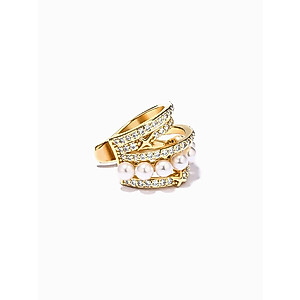 MOEPAPA Pearl Ear Cuff Earrings for Women 14K Gold Ear Cuffs for Non Pierced Ears Cartilage Earrings