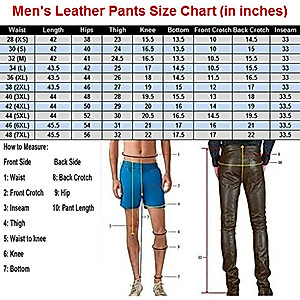 Cowboy Western Traditional Native American Leather Pants for Men Casual Classic Breeches Fashion Pant (Dirty Brown, 36'' Waist for 34'' 35'')