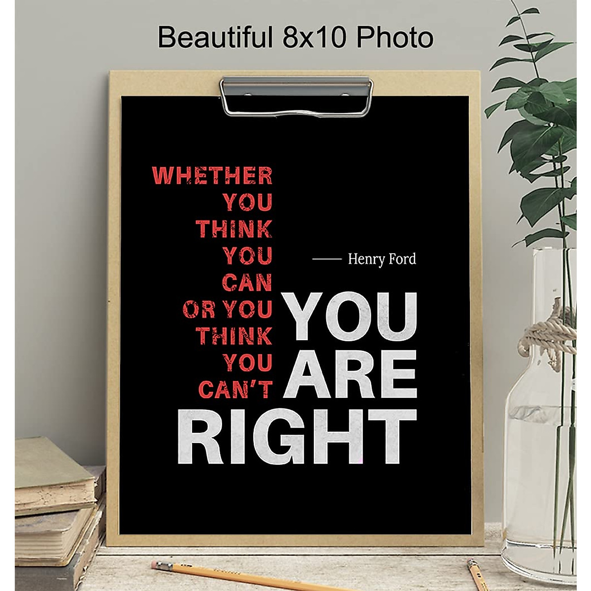 Motivational Quote Art Print Wall Art Poster - 8x10 Inspirational Home Decor, Room Decoration for Office, Classroom - Gift for Parenting, Teacher, Entrepreneur - Henry Ford Quote