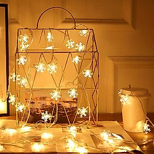 CYOIDAI Lights, 30 LED Snowflake String Lights Battery Operated Waterproof Lights with 8 Lighting Modes Warm White Bedroom Patio Room Garden Party Home Indoor Outdoor Christmas Tree Decorations