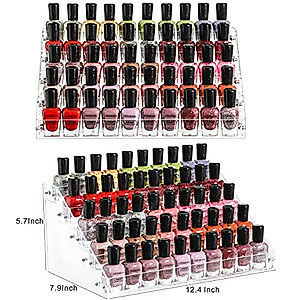 Cq acrylic Clear Nail Polish Organizers And Storage,5 Layer Nail Polish Rack Tabletop Display Stand Holds Up to 45 Bottles, Acrylic 5 Tier Essential Oils Holder For Professional Nail Salon
