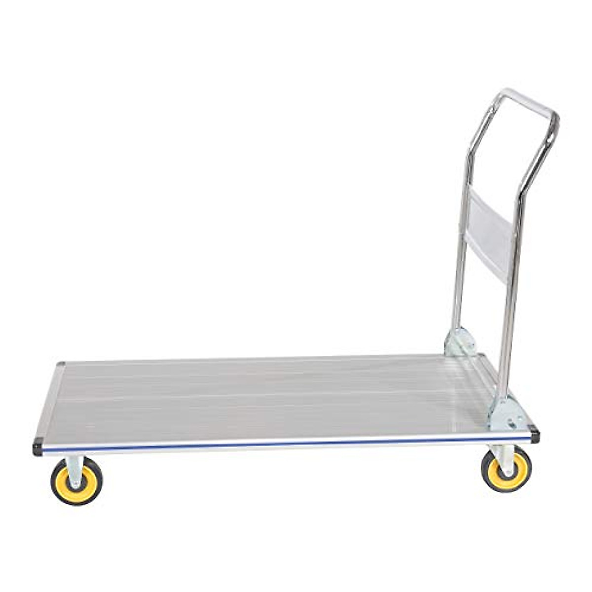 Vestil AFT-48-NM Aluminum Folding Platform Truck with Single Handle and 5" Non-Marking Polyurethane Casters, 600 lbs Capacity, 48" Length x 24" Width x 8-3/8" Height