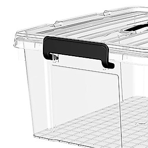 Cetomo 15L*3 Plastic Storage box Tote Organizing Container with Durable Lid and Secure Latching Buckles, Stackable and Nestable, 3Pack, clear with Black Buckle