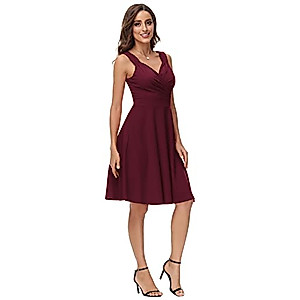 GRACE KARIN Women's A-line Cocktail Dress Flared Party Dress Size XL Dark Wine