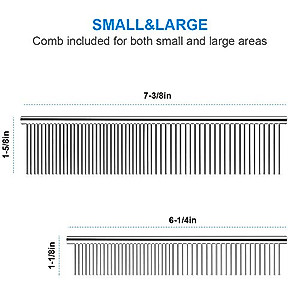 Cafhelp 2 Pack Dog Combs with Rounded Ends Stainless Steel Teeth, Cat Comb for Removing Tangles and Knots, Professional Grooming Tool for Long and Short Haired Dog, Cat and other pets, 6.3IN/7.4IN