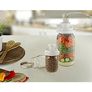 FoodSaver V4840 2-in-1 Vacuum Sealer Machine with Automatic Bag Detection and Starter Kit | Silver & Regular Sealer and Accessory Hose Wide-Mouth Jar Kit, 9.00 x 6.00 x 4.90 Inches, White