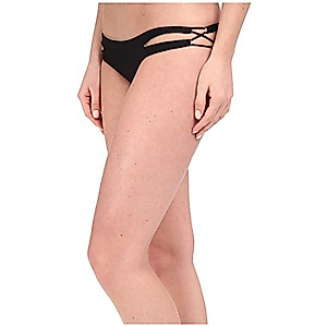 Luli Fama Women's Cosita Buena Reversible Zig Zag Open Side Bikini Bottom, Black, Large