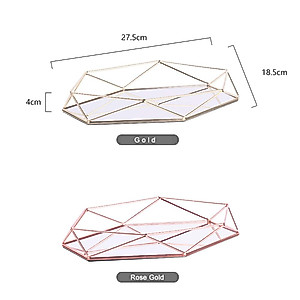 OurHommie Decorative Tray Rose Gold Mirror Jewelry Tray Organizer Rectangle can Hold Cosmetics Makeup Perfume Magazine, Luxury Birthday Day Gift for Girls Women