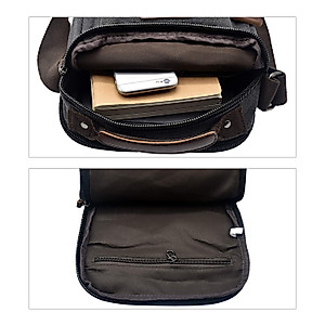 AMJ Small Canvas Messenger Bag, Crossbody Shoulder Bags Vertical Satchel Purse for Travel Work Business Men Women, Black