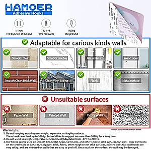HAMOER Adhesive Wall Hook-Large Adhesive Patch Hanging Towel Key Universal, Printed Pattern Random Home Decor, Free Small Towel, Gift Box Packaging 12 Pack