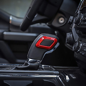 JeCar for Ford F150 Gear Shifter Head Trim Cover Frame Deacorative Trim Cover Frame for Ford F150 2015 2016 2017 (Red)