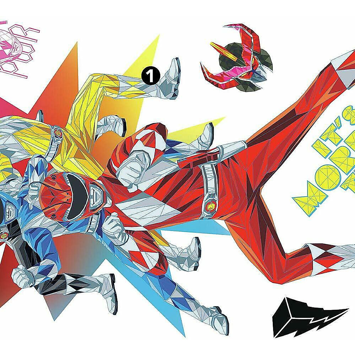 RoomMates RMK4454SCS Power Rangers Peel and Stick Wall Decals, Pink, Red, Blue, Yellow