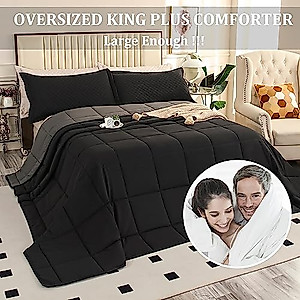 SOULOOOE Oversized California King Plus Comforter 120x120, Winter Warm Extra Large King Size Quilts 3 Pieces Lightweight Reversible Down Alternative Comforter for All Season with 8 Corner Tabs