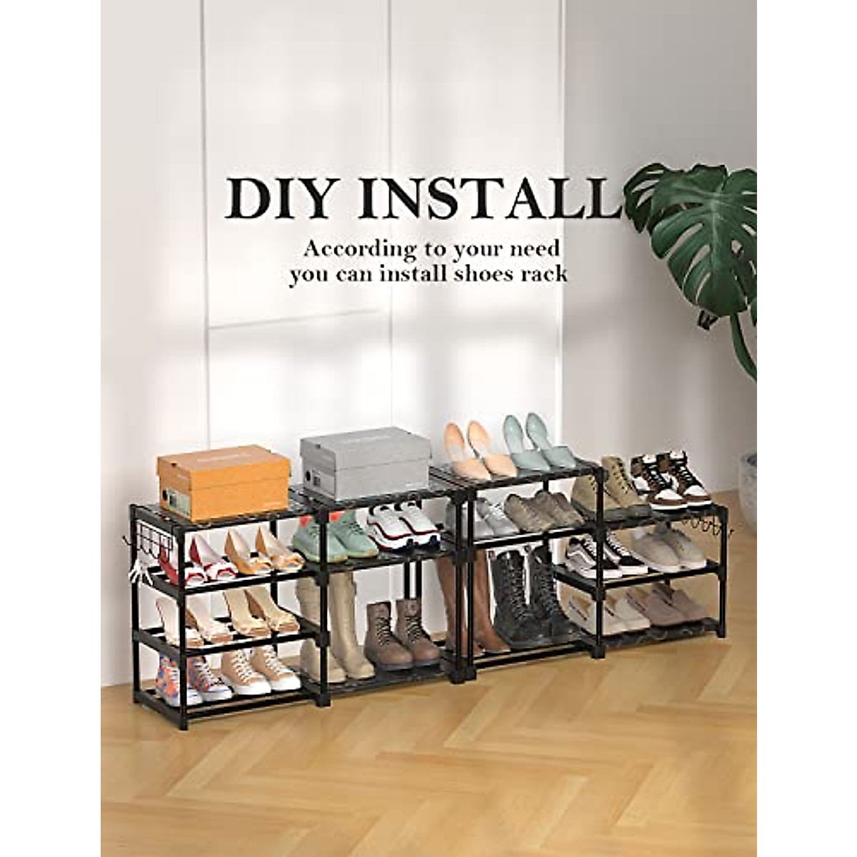 TIMEBAL 8-Tier Shoe Rack Storage Organizer, 25-28 Pairs Shoes Shelf Organizer, Removable & Dust Large Stackable Shoe Rack for Boot & Shoe Storage