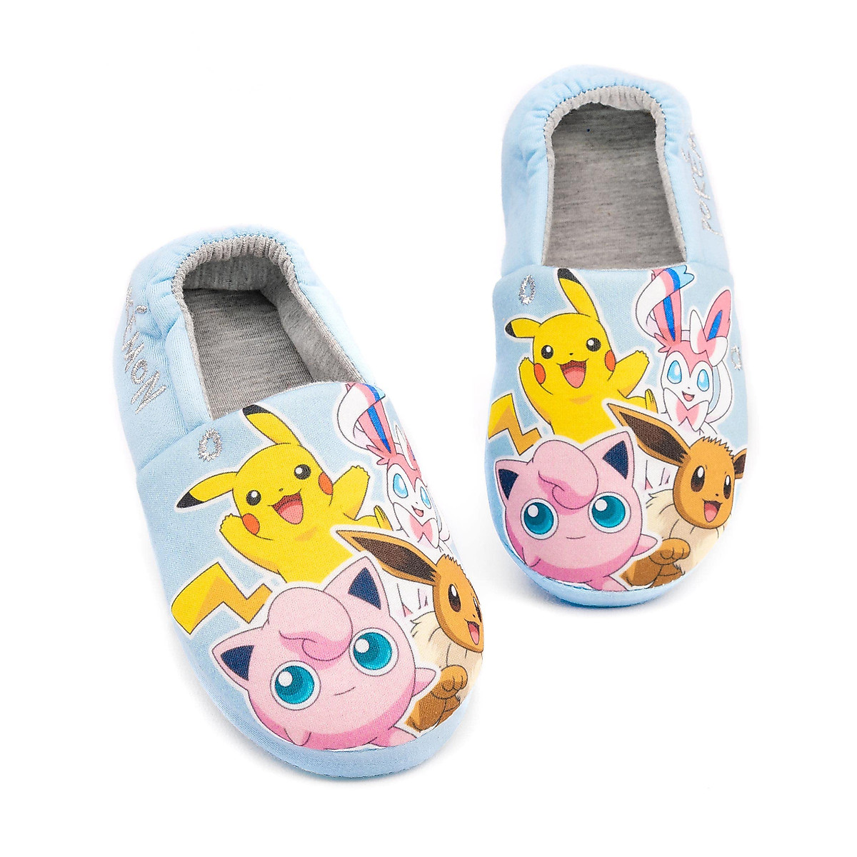 Pokemon Slippers Girls Kids Pikachu Sylveon Evee Blue Shoes Loafers 1.5 US