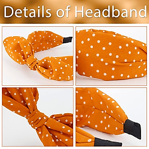 TOBATOBA 6Pack Polka Dot Bow Headbands - Cute Bunny Ears Top Knot, Vintage Hair Accessories for Women and Girls