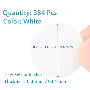 Self-Adhesive Screw Hole Stickers, 384pcs-0.59inch/15mm Self-Adhesive Screw Covers Caps Dust Proof Sticker for Wood Screw-White (384pcs-0.59inch/15mm)