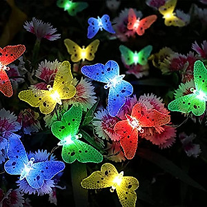 cuzile Outside Solar Light Garden Lights Waterproof 12 Fiber Optic Butterfly Shaped Solar Powered Fairy Lights for Christmas Tree Home Holiday Fence Yard Wedding Patio Party Decoration Multicoloured