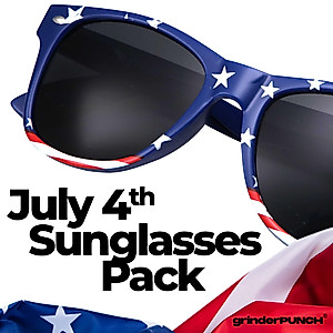 grinderPUNCH 2 Pairs Bulk American Sunglasses USA Flag Classic Patriot
