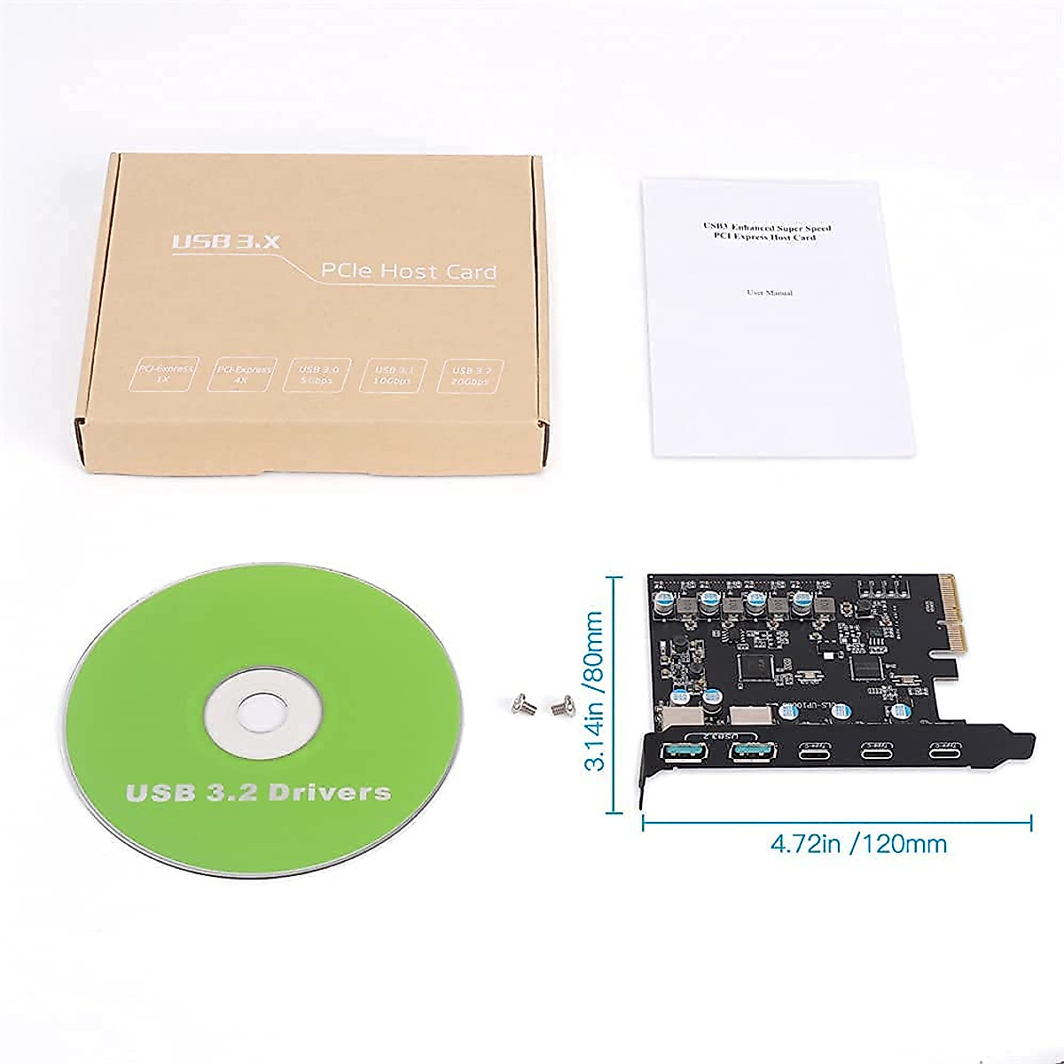 PCIe to USB 3.2/USB 3.1 Gen 2 Card 10Gbps 5-Port (3X USB C -2X USB A) PCI Express Expansion Card PC Internal USB Hub for Windows 10/8/7 Linux and MAC OS 10.8.2 Above