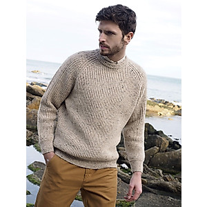 Aran Crafts Men's Fisherman Irish Rib Crew Neck Wool Sweater (C761-XL-SKI)