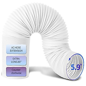 Humhold 80" Portable Air Conditioner Hose, Durable Built-in Steel Wire,5.9" Diameter Sturdy AC Exhaust Hose, Universal Counter-Clockwise Extender Hose, Extra Long Vent Tube Hose for Air Conditioner
