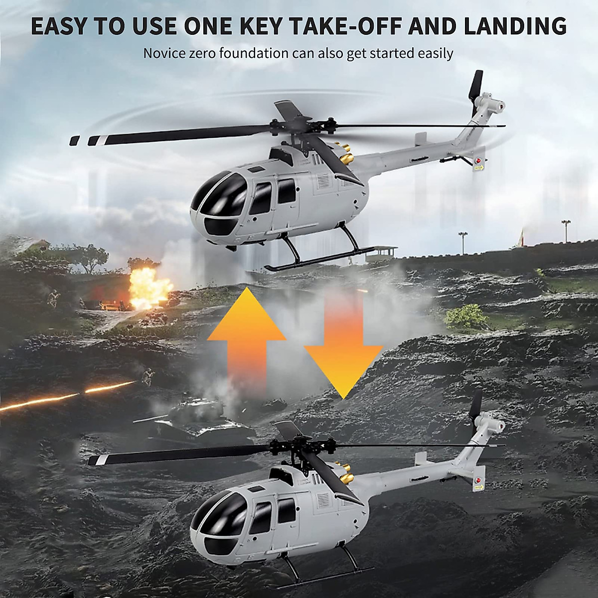 GoolRC C186 RC Helicopter RC Drone Single Propeller Without Ailerons 6-axis Gyro Stabilization RC Airplane Altitude Hold Girls Adults Remote Control Helicopter Toys for Boys RC Plane 3 Batteries