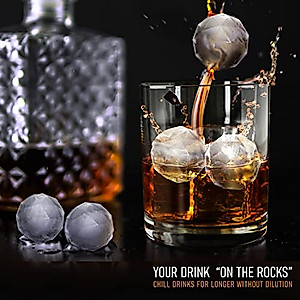 Sorbus Ice Ball Mold Maker - Round Ice Cube Tray with 3D Geometric Design - Sphere Shape Iceball Shaper for Freezer - Great for Whiskey, Bourbon, Cocktails, & Drinks (2 Pack)