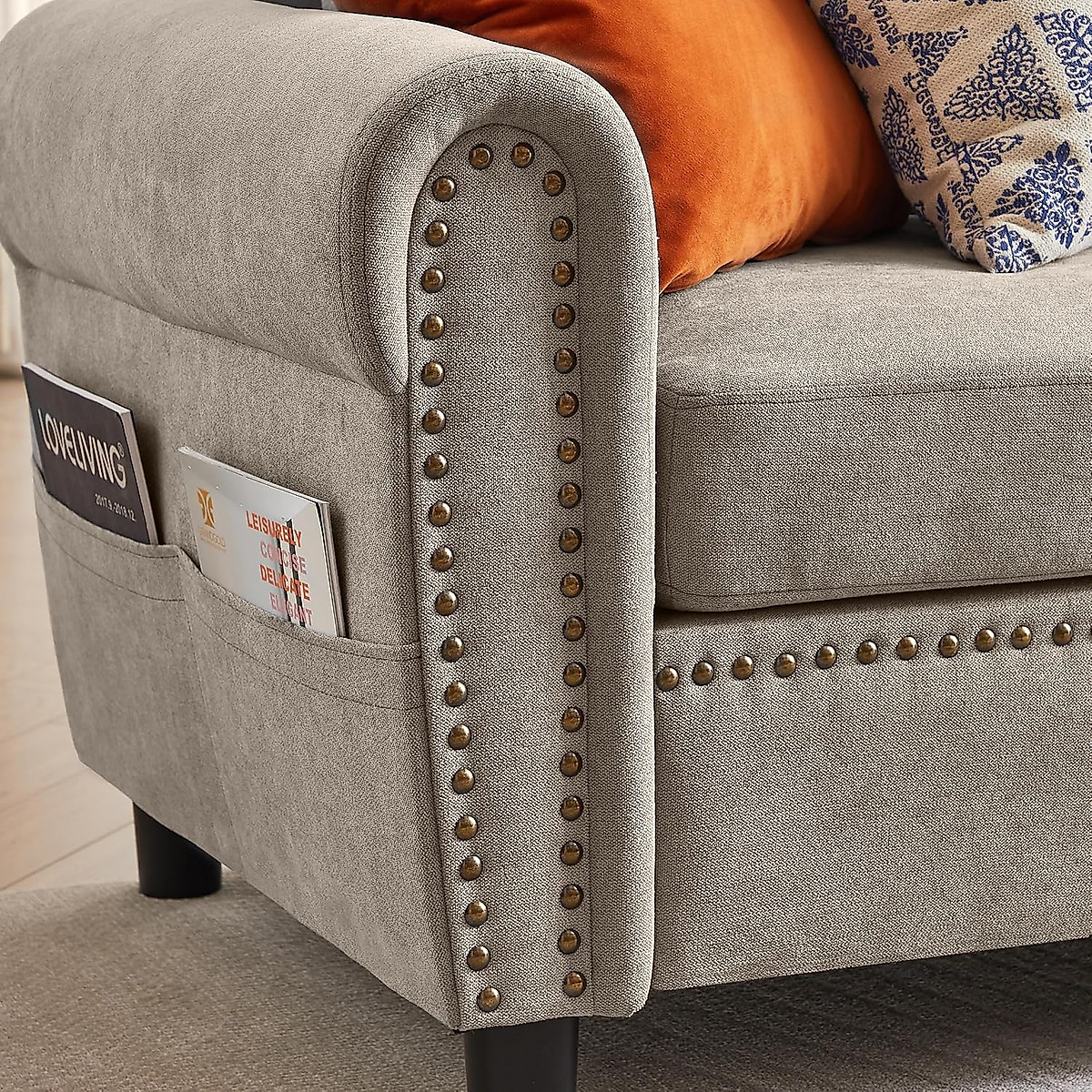 Tornama 106'' Convertible Sectional Sofa Couch, 4 Seater L Shaped with Reversible Chaise, Modern Microfiber Couches for Living Room, Beige