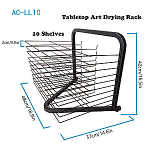JIAHESHYP Tabletop Art Drying Rack Art Organizer for Kids, Sturdy Metal A3 Paper Painting Drying Rack Artwork Storage Display Shelf for Classrooms, Art Studio, 10 Shelves, Black
