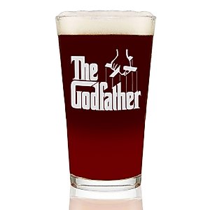 The Godfather Etched Pint Beer Glass - Officially Licensed, Premium Quality, Handcrafted Glassware, 16oz. - Perfect Collectible Gift for Movie Lovers, Birthdays & Special Occasions