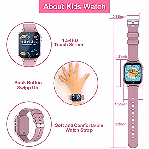 AOYMJRS Kids Smart Watch with 26 Puzzle Games Camera Video Music Player Tracking Pedometer Flashlight 12/24 hr Educational Toys, Gifts for Kids Ages 3+Year Olds (Pink)