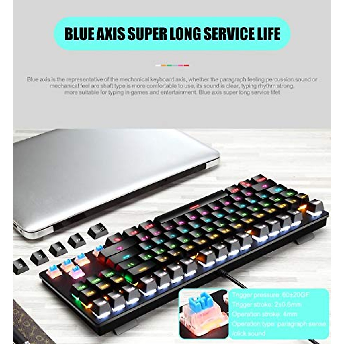 Four Steps Six Row Suspension 87 Keys Gaming Keyboard
