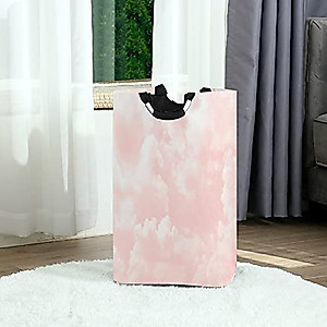 xigua Pink Clouds & Sky Laundry Hamper, Waterproof Foldable Clothes Hamper with Handles Large Laundry Basket for Nursery Dirty Clothes Toys Organizer
