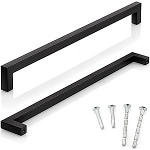 IronFun 6-Pack|12-3/5 Inch Black Cabinet Pulls Handles for Kitchen Extra Long, Dresser Drawer Pulls Handles Modern Euro Style，Square Stainless Steel T Bar Pulls Knobs 12.6 in