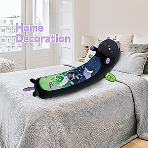 Mewaii Long Cat Plush Kawaii Body Pillow, 20” Cute Black Cat Stuffed Animals Soft Plushies, Kitten Plush Throw Pillow Doll Big Plush Toys Gift for Girlfriend