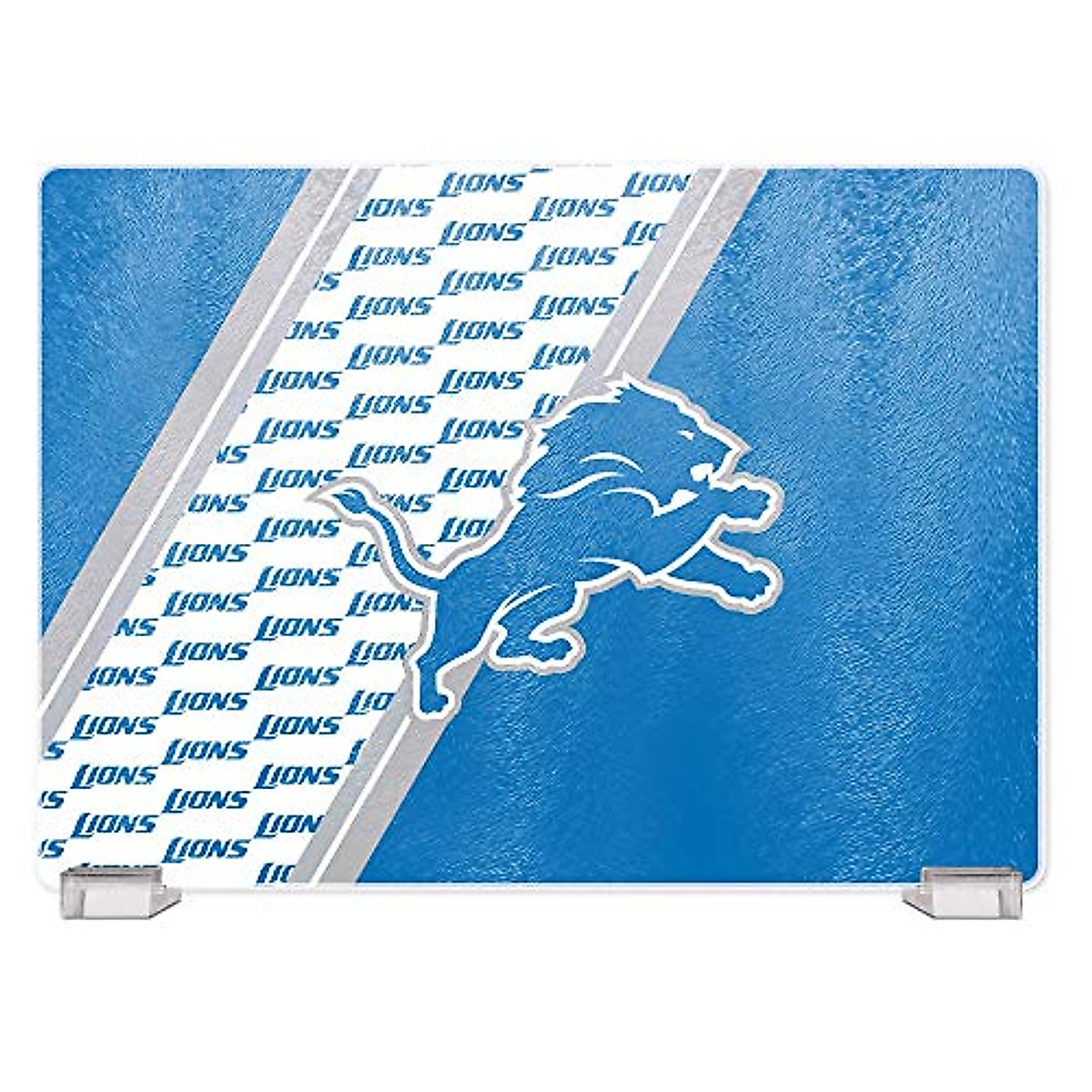 Duck House unisex-adult NFL Detroit Lions Tempered Glass Cutting Board with Display Stand white 10" X 14"