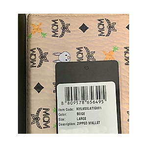MCM Rabbit Zipped Wallet Large Beige One Size
