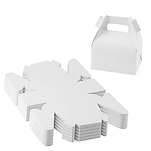 LEXININ 100 Pack White Favor Treat Boxes, 4.5 x 3 x 5.5 Inch Gable Paper Gift Boxes, Gable Treat Goodie Boxes for Birthday Weddings Party Decoration Supplies
