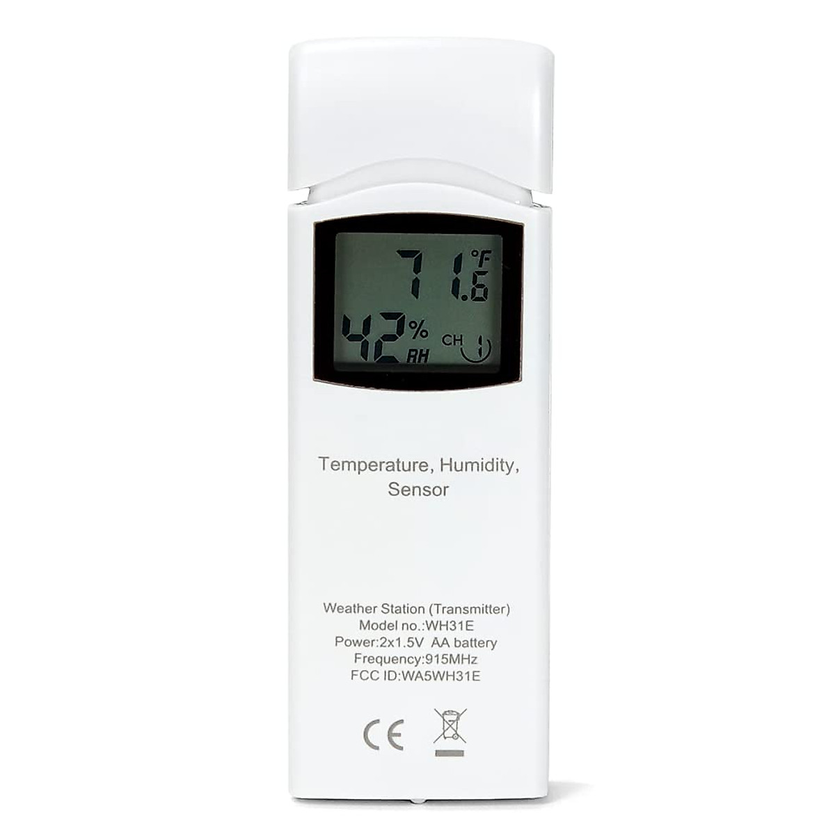 Ambient Weather WH31E Thermo-Hygrometer Sensor for WS-0265, WS-2000, WS-3000 and ObserverIP Series Weather Stations