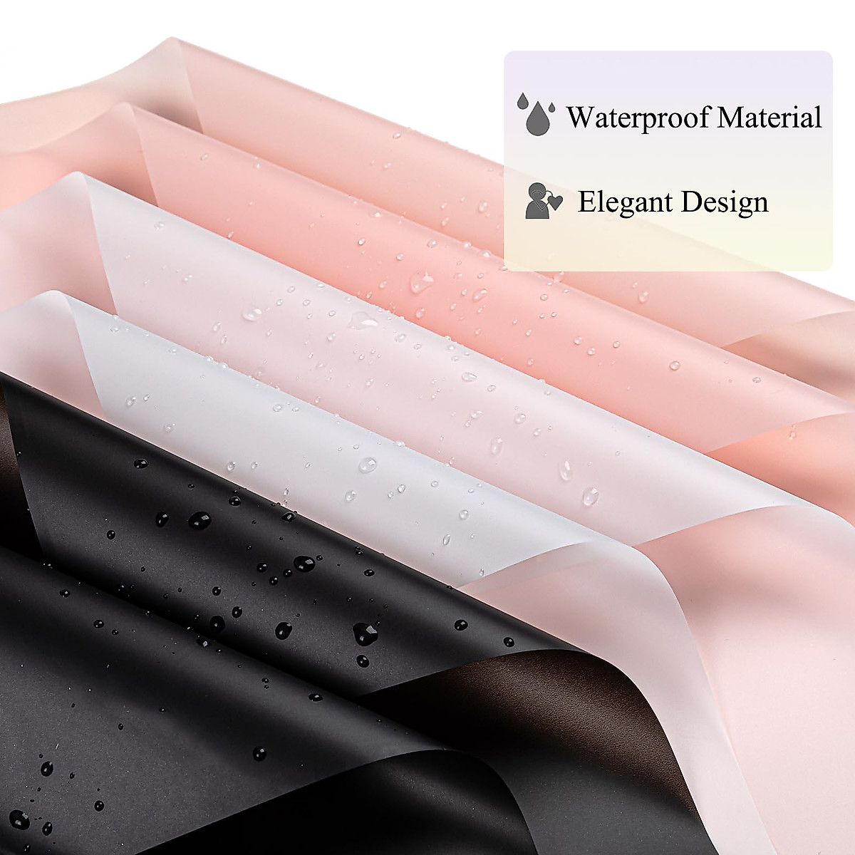 Gloreyan 20 Sheets Black Flower Wrapping Paper, Florist Bouquet DIY Craft Fresh Flower Bouquet Wrap Waterproof Floral Wrapping Gift Box Packaging Material Florist Supplies, 22.8 * 22.8 Inches(Black)